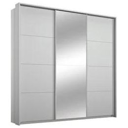 Schwebetürenschrank Rauch "Kleiderschrank Schrank Garderobe Wäscheschrank TOMA mit Passepartout" Schränke Gr. B/H/T: 211 cm x 233 cm x 64 cm, Passepartout ohne Beleuchtung, grau (seidengrau) inkl. Regaleinsatz sowie zusätzlichen Einlegeböden MADE IN GERMANY