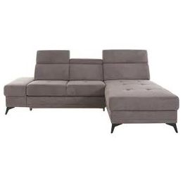 Ecksofa Inosign "Cardiz L-Form" Sofas Gr. B/H/T: 246cm x 83cm x 173cm, Luxus-Microfaser Paris, Recamiere rechts, mit Bettfunktion-mit Bettkasten, grau (taupe) inkl.Kopfteilverstellung und Federkern wahlweise mit Bettfunktion