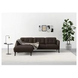 Sit & More Ecksofa SIT & MORE "Scandia L-Form" Sofas Gr. B/H/T: 269cm x 82cm x 183cm, Microfaser, Recamiere links, Mit Kopfteilverstellung-Mit Armteilfunktion-Mit schwarzen matten Metallfüßen, braun (dunkelbraun) Wahlweise mit Kopfteilverstellung und Armteilfunktion