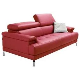 2,5-Sitzer Egoitaliano "Soul, Design und Sitzkomfort auf hohem Niveau, tolle Details" Sofas Gr. B/H/T: 200cm x 76cm x 106cm, Leder BULL, mit Kopfteilverstellung, rot (kirschrot) inkl. Kopfteilverstellung für noch mehr Komfort, Designfuß