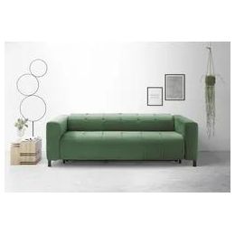 Schlafsofa Places of Style "Termini ; als Dauerschläfer geeignet durch hochwertigen Faltbeschlag" Sofas Gr. B/H/T: 190 cm x 69 cm x 104 cm, Samtvelours, Breite 190cm, Standard PUR Schaum RG-35, grün (smaragd) drei Breiten und 3 Matratzenausführungen, belastbar 200 bis 270 kg