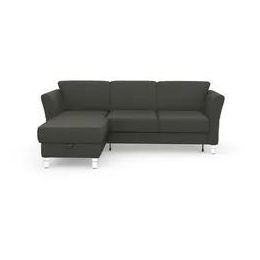 Sit & More Ecksofa SIT & MORE "Visby L-Form", grau (anthrazit), B:248cm H:87cm T:162cm, Sofas, wahlweise mit Bettfunktion und Bettkasten, frei im Raum stellbar