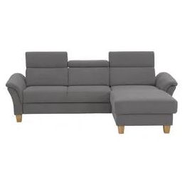 Ecksofa Home Affaire "Conville L-Form" Sofas Gr. B/H/T: 256cm x 84cm x 167cm, Luxus-Microfaser Euphoria, Recamiere rechts, inkl.Kopfteilverstellung, mit Bettfunktion und Bettkasten, grau Federkern, wahlweise mit Bettfunktion und Bettkasten bzw. Stauraum