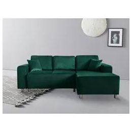 Guido Maria Kretschmer Home & Living Ecksofa GUIDO MARIA KRETSCHMER HOME & LIVING "Györ" Sofas Gr. B/H/T: 235cm x 88cm x 160cm, Samtoptik, Recamiere rechts, ohne Bettfunktion-ohne Bettkasten, grün (dunkelgrün) L-Form, wahlweise mit Bettfunktion und Bettkasten incl. 2 Zierkissen