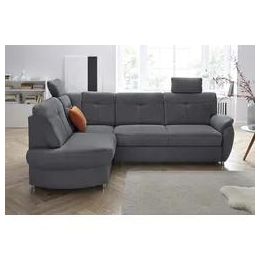 Sit & More Ecksofa SIT & MORE "Sonoma L-Form" Sofas Gr. B/H/T: 246 cm x 91 cm x 176 cm, Luxus-Microfaser ALTARA NUBUCK, Ottomane links, mit Bettfunktion-mit Bettkasten, grau (dunkelgrau) wahlweise mit Bettfunktion und Bettkasten