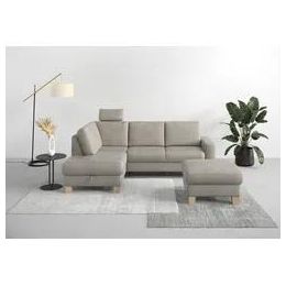 Ecksofa Home Affaire "Summer L-Form" Sofas Gr. B/H/T: 236 cm x 91 cm x 170 cm, Feincord, Ottomane links, mit Bettfunktion-mit Bettkasten-mit Federkern, grau (steel) mit Ottomane, wahlweise Bettfunktion und Bettkasten, Cord-Bezug