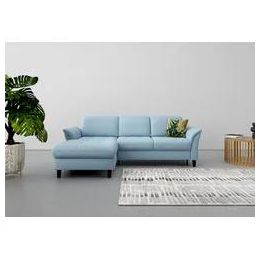 Sit & More Ecksofa SIT & MORE "Maggiore L-Form" Sofas Gr. B/T: 258cm x 173cm, Soft clean, mega-Recamiere links, mit Kopfteilverstellung-mit Bettfunktion-mit Bettkasten-Fussfarbe: schwarz matt, blau (hellblau) wahlweise mit Kopfteilverstellung, Bettfunktion und Bettkasten