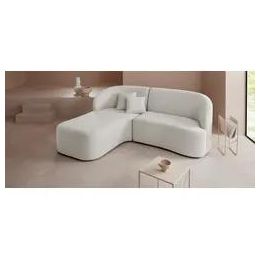 Ecksofa LeGer Home by Lena Gercke "Dilara L-Form" Sofas Gr. B/H/T: 200 cm x 87 cm x 165 cm, Boucle, Ottomane links, beige (natur) gerundete Rückenlehne und Front, in 3 Bezugsqualitäten