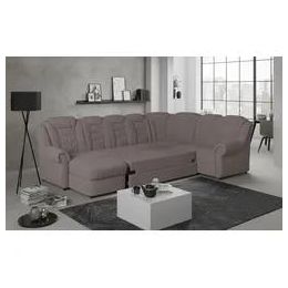 Wohnlandschaft Home Affaire "Boston U-Form" Sofas Gr. B/H/T: 333 cm x 102 cm x 216 cm, Microfaser bedruckt, langer Schenkel rechts-Recamiere links-Bettfunktion links, Mit Bettfunktion-mit Schubkasten, braun (mud) Gemütliche Wohnlandschaft mit hoher Rückenlehne in klassischem Design