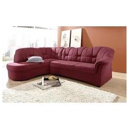 Ecksofa DOMO collection "Papenburg L-Form" Sofas Gr. B/H/T: 241cm x 84cm x 178cm, Microfaser PRIMABELLE, Ottomane links, mit Bettfunktion, rot mit Ottomane, wahlweise Bettfunktion