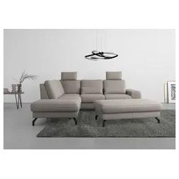 Sit & More Ecksofa SIT & MORE "Cinturo L-Form" Sofas Gr. B/H/T: 260cm x 88cm x 226cm, Luxus-Microfaser TORO, Ottomane links, inklusive Sitztiefenverstellung-inklusive Federkern, grau (steelgrau) inklusive Sitztiefenverstellung und Federkern, Sitzhöhe 45 cm