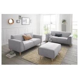 2-Sitzer Andas "Janek" Sofas Gr. B/H/T: 178cm x 81cm x 90cm, Struktur weich, ohne Funktion, grau (hellgrau) mit Federkern und Keder in scandinavischem Design