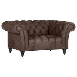 Sessel GUTMANN FACTORY "Amazonas" Gr. Anilinleder, mit Wellenunterfederung, B/H/T: 155cm x 73cm x 103cm, braun Chesterfield Sessel Lounge-Sessel aus Anilinleder