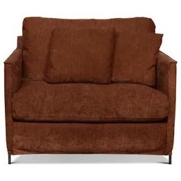 Loveseat furninova "Petito" Sessel Gr. Velours, B/H/T: 103cm x 82cm x 102cm, braun (bronze) abnehmbarer Hussenbezug, alle Kissen mit Federn gefüllt, 2 Zierkissen