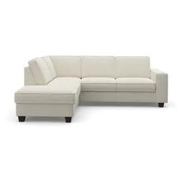 Ecksofa Home Affaire "County L-Form" Sofas Gr. B/H/T: 236cm x 81cm x 213cm, Struktur fein, Ottomane links, mit Bettfunktion-mit Bettkasten, beige (natur) wahlweise Ottomane links oder rechts, mit Federkern-Polsterung