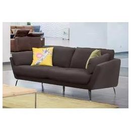 2-Sitzer W.Schillig "softy" Sofas Gr. B/H/T: 183 cm x 79 cm x 93 cm, Longlife Xtra-Leder Z59, braun (braun z59) mit dekorativer Heftung im Sitz, Füße schwarz pulverbeschichtet