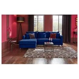 Guido Maria Kretschmer Home & Living Ecksofa GUIDO MARIA KRETSCHMER HOME & LIVING "Renesse L-Form" Sofas Gr. B/H/T: 234cm x 90cm x 160cm, Samtvelours, Recamiere links, blau lose Kissen, Keder an Sitzkissen