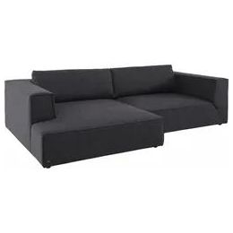 Ecksofa Tom Tailor HOME "Big Cube Style" Sofas Gr. B/H/T: 270cm x 83cm x 160cm, Struktur fein TBO, Recamiere links, grau (anthracite tbo 9) mit cleanen Stegkissen, extra große Sitztiefe, Breite 270cm