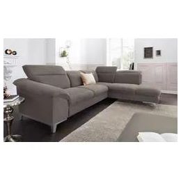 Ecksofa COTTA "Teresa L-Form", grau (elefant), B:293cm H:84cm T:232cm, Chenille (90% Polyester; 10% Polyamid ), Struktur (100% Polyester ), Sofas, wahlweise mit Bettfunktion