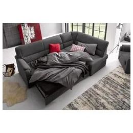 Sit & More Ecksofa SIT & MORE "Pisa L-Form" Sofas Gr. B/H/T: 245cm x 89cm x 161cm, Luxus-Microfaser, Ottomane rechts, mit Bettfunktion, grau (anthrazit) mit Federkern, wahlweise Bettfunktion