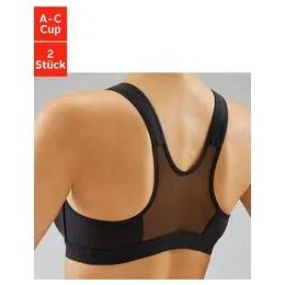 Sport-BH Petite Fleur Gr. 70, Cup C, schwarz (2xschwarz), Damen, Jersey, Obermaterial: 75% Baumwolle, 15% Elasthan, 10% Polyester, BHs Sport-BH BH, ohne Bügel für Yoga