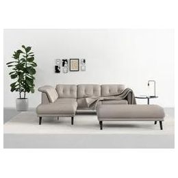 Sit & More Ecksofa SIT & MORE "Scandia L-Form" Sofas Gr. B/H/T: 271cm x 82cm x 214cm, Microfaser, Ottomane links, Mit Kopfteilverstellung-Mit Armteilfunktion-Mit schwarzen matten Metallfüßen, grau (hellgrau) Wahlweise mit Kopfteilverstellung und Armteilfunktion