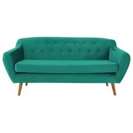 3-Sitzer Andas "Renne" Sofas Gr. B/H/T: 178cm x 78cm x 73cm, Samtvelours, blau (petrol) mit Heftung im Rücken skandinavischem Stil