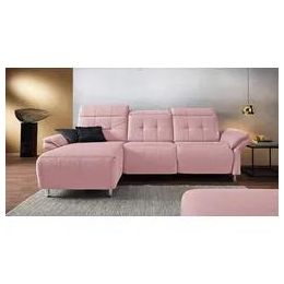 Ecksofa Places of Style "Manhattan L-Form" Sofas Gr. B/H/T: 270cm x 102cm x 168cm, Struktur, Recamiere links, rosa (altrosa) 2 Sitze mit elektrischer Relaxfunktion, verstellbare Armlehnen