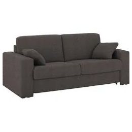 Schlafsofa Home Affaire "Roma Matratzenhöhe 14 cm" Sofas Gr. B/H/T: 200 cm x 85 cm x 100 cm, Struktur weich, Breite 200 cm, braun Dauerschlaffunktion, mit Unterfederung, Lattenrost, Matratze