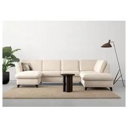 Wohnlandschaft Home Affaire "Trelleborg U-Form" Sofas Gr. B/H/T: 307 cm x 86 cm x 213 cm, Breitcord, Ottomane rechts, ohne Bettfunktion-ohne Stauraum, beige (creme) wahlweise mit Bettfunktion und Bettkasten, inkl. Federkern-Polsterung