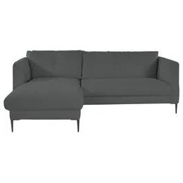 Ecksofa LEONIQUE "Falbella, L-Form" Sofas Gr. B/H/T: 235cm x 84cm x 165cm, Bouclé, Recamiere links, grau (anthrazit) extra hohe Füße aus Metall, für kleine Räume geeignet