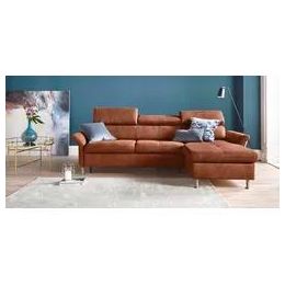 Ecksofa exxpo - SOFA FASHION "Maretto, bequem und komfortabel, L-Form", braun (schoko), B:257cm H:96cm T:167cm, Luxus-Microfaser (100% Polyester), Sofas, inkl. Kopf- bzw. Rückenverstellung, wahlweise mit Bettfunktion