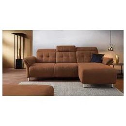 Ecksofa Places of Style "Manhattan L-Form" Sofas Gr. B/H/T: 270cm x 102cm x 168cm, Luxus-Microfaser, Recamiere rechts, braun (cognac) 2 Sitze mit elektrischer Relaxfunktion, verstellbare Armlehnen