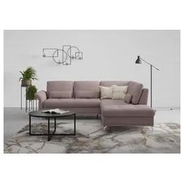 Ecksofa Inosign "Palm Beach L-Form" Sofas Gr. B/H/T: 263cm x 89cm x 224cm, Chenille-Optik, Ottomane rechts, mit Sitztiefenverstellung-mit Bettfunktiom-mit Stauraum-mit Armteilverstellung, rosa (rosé) Federkern, mit Sitztiefenverstellung, wahlweise Bettfunktion