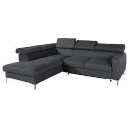 Ecksofa COTTA "Sammy L-Form", schwarz, B:242cm H:74cm T:207cm, Struktur (100% Polyester ), Chenille (90% Polyester; 10% Polyamid ), Sofas, inklusive Kopfteilverstellung, wahlweise mit Bettfunktion