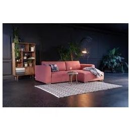 Ecksofa Tom Tailor HOME "HEAVEN STYLE S" Sofas Gr. B/H/T: 242cm x 85cm x 162cm, Struktur grob TCU, Recamiere rechts, ohne Bettfunktion-ohne Bettkasten-Metallfuß, rot (rich coral tcu 17) aus der COLORS COLLECTION, wahlweise mit Bettfunktion & Bettkasten