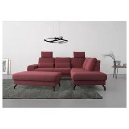 Sit & More Ecksofa SIT & MORE "Cinturo L-Form" Sofas Gr. B/H/T: 260cm x 88cm x 226cm, Soft clean, Ottomane rechts, inklusive Sitztiefenverstellung-inklusive Federkern, rot (bordeaux) inklusive Sitztiefenverstellung und Federkern, Sitzhöhe 45 cm