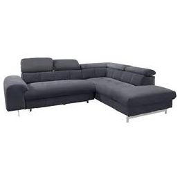 Ecksofa COTTA "Chef L-Form" Sofas Gr. B/H/T: 262cm x 72cm x 206cm, Chenille, Ottomane rechts, mit Kopfteilverstellung-mit Bettfunktion und Bettkasten, schwarz mit Kopfteilverstellung, wahlweise Bettfunktion