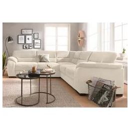 Sit & More Ecksofa SIT & MORE "Montego L-Form" Sofas Gr. B/H/T: 256cm x 88cm x 227cm, Luxus-Microfaser, langer Schenkel links, mit Bettfunktion, beige (creme) wahlweise mit Bettfunktion und Schubkasten