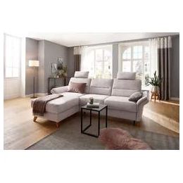 Ecksofa Home Affaire "Westerland L-Form" Sofas Gr. B/H/T: 252cm x 90cm x 162cm, Chenille-Optik, Recamiere links, ohne Bettfunktion, ohne Bettkasten, ohne Armlehnfunktion, rosa (rose) Federkern-Polsterung, wahlweise mit Bettfunktion, Bettkasten