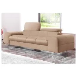 2-Sitzer COTTA "Chef" Sofas Gr. B/H/T: 196 cm x 72 cm x 105 cm, NaturLEDER, mit Kopfteilverstellung, braun (cappuccino) 2-Sitzer mit eleganter Steppung, Bodenfreiheit 12,5 cm