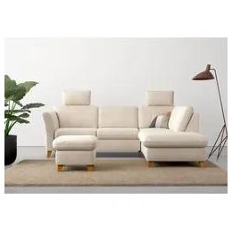 Ecksofa Home Affaire "Trelleborg L-Form" Sofas Gr. B/H/T: 252cm x 86cm x 213cm, Breitcord, Ottomane rechts, ohne Bettfunktion-ohne Stauraum, beige (creme) wahlweise mit Bettfunktion und Bettkasten, inkl. Federkern-Polsterung