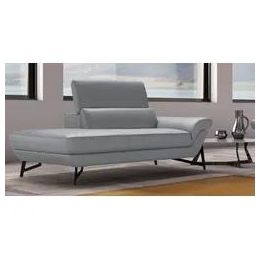 Ottomane Egoitaliano "Narcisa, Designsofa" Sofas Gr. B/H/T: 174cm x 96cm x 110cm, Leder BULL, Ottomane links, grau (stone) mit verstellbarer Kopfstütze, Solitärmöbel als Blickfang