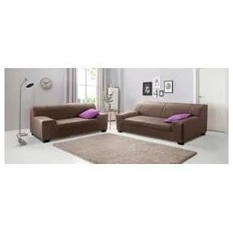 Polstergarnitur DOMO collection "Amando" Sitzmöbel-Sets Gr. H/T: 74 cm x 79 cm, Kunstleder SOFTLUX, ohne Funktion, braun (espresso) bestehend aus 2er- und 3er-Sofa