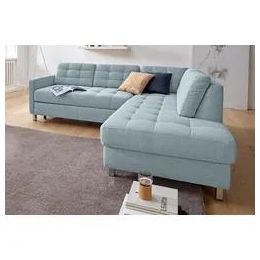 Sit & More Ecksofa SIT & MORE "Picasso L-Form" Sofas Gr. B/H/T: 233cm x 80cm x 196cm, Struktur fein, Ottomane rechts, mit Bettfunktion, blau (aqua) wahlweise mit Bettfunktion und Bettkasten