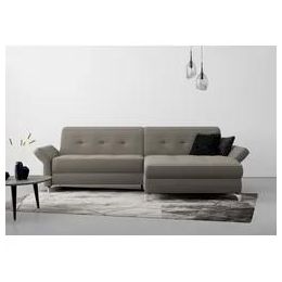 Ecksofa Inosign "Maredo L-Form" Sofas Gr. B/H/T: 284 cm x 89 cm x 179 cm, Luxus-Microfaser Euphoria, mega-Recamiere rechts, mit Kopfteilverstellung und mit Armteilfunktion, braun (schlamm) Federkern, wahlweise auch mit Kopfteil- und Armlehnverstellung