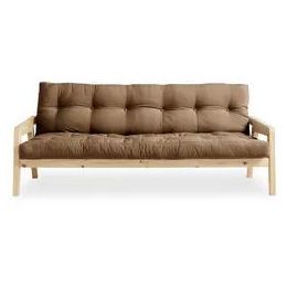 Schlafsofa KARUP DESIGN Sofas Gr. B/H/T: 204cm x 40cm x 90cm, Gestell: Natur, braun (mocca) Mit Holzstruktur, inkl. Futonmatratze, Liegefläche 130x190 cm