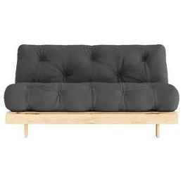 Schlafsofa KARUP DESIGN "Roots 160" Sofas Gr. B/H/T: 160cm x 20cm x 200cm, Baumwollmix, grau (dark grey) Mit Holzstruktur, inkl. Futonmatratze, Liegefläche 160x200 cm