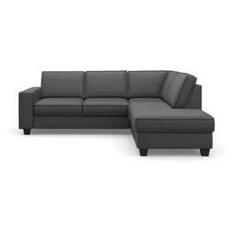 Ecksofa Home Affaire "County L-Form" Sofas Gr. B/H/T: 236cm x 81cm x 213cm, Luxus-Microfaser, Ottomane rechts, ohne Bettfunktion-ohne Bettkasten, grau (anthrazit) wahlweise Ottomane links oder rechts, mit Federkern-Polsterung