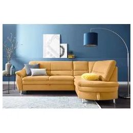 Sit & More Ecksofa SIT & MORE "Cardoso L-Form" Sofas Gr. B/H/T: 250cm x 90cm x 175cm, Luxus-Microfaser, Ottomane rechts, mit Bettfunktion, gelb (senf) mit Federkern, wahlweise Bettfunktion und Schubkasten